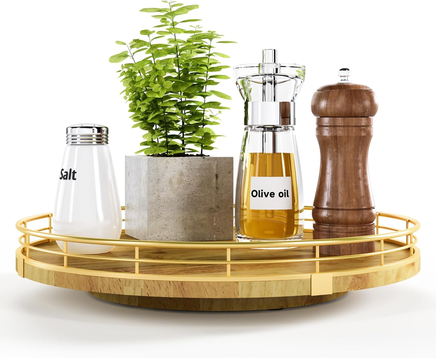 Farmhouse Oak 24" Lazy Susan Turntable Organizer for Cabinet, Round ...