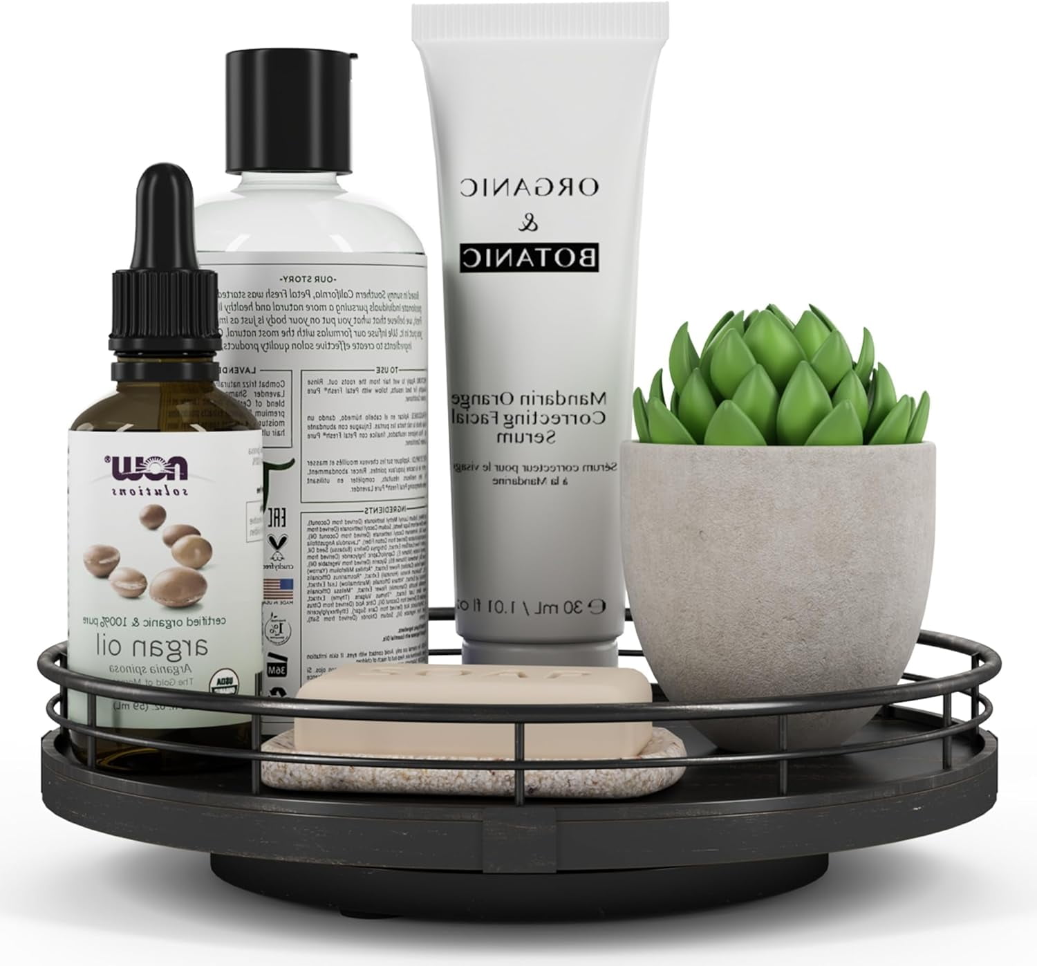 Farmhouse Oak 24" Lazy Susan Turntable Organizer for Cabinet, Round ...