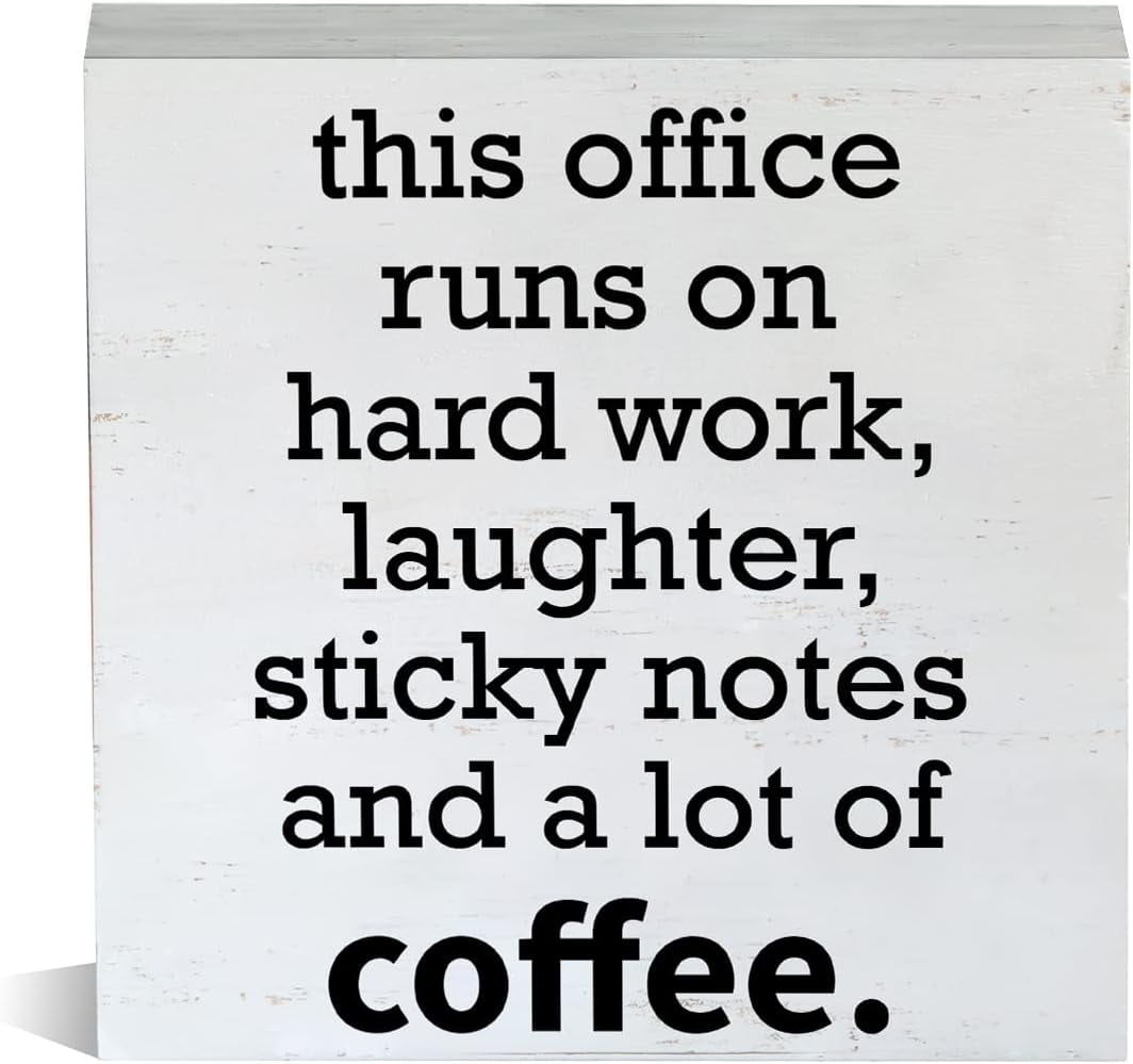 Farmhouse Office Wooden Box Sign Rustic This Office Runs on Hard Work ...