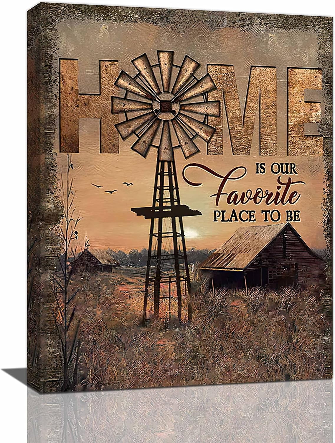 Farmhouse Old Barn Wall Art Vintage Windmill Wall Decor Rustic Barn ...