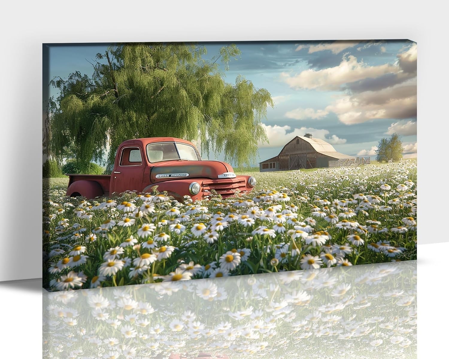 Farmhouse Old Truck Wall Art Home Farmhouse Decor, Blue Truck Canvas ...