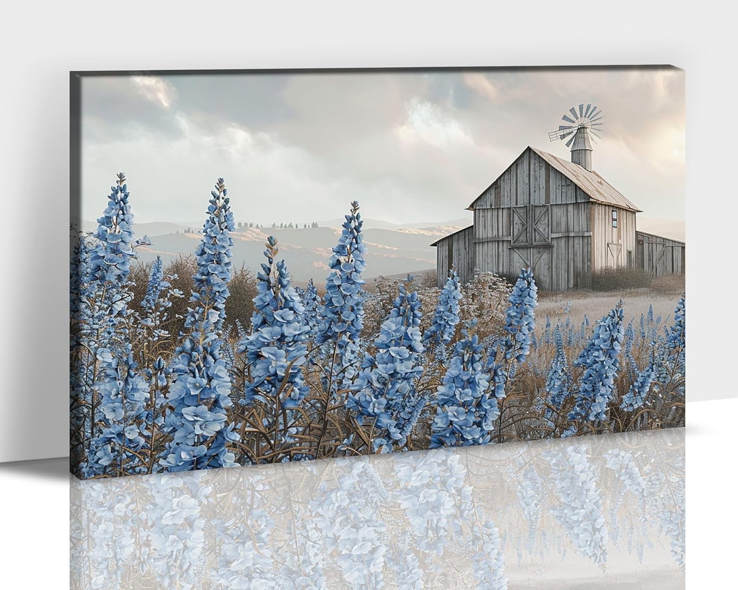 Farmhouse Old Truck Wall Art Home Farmhouse Decor, Blue Truck Canvas ...
