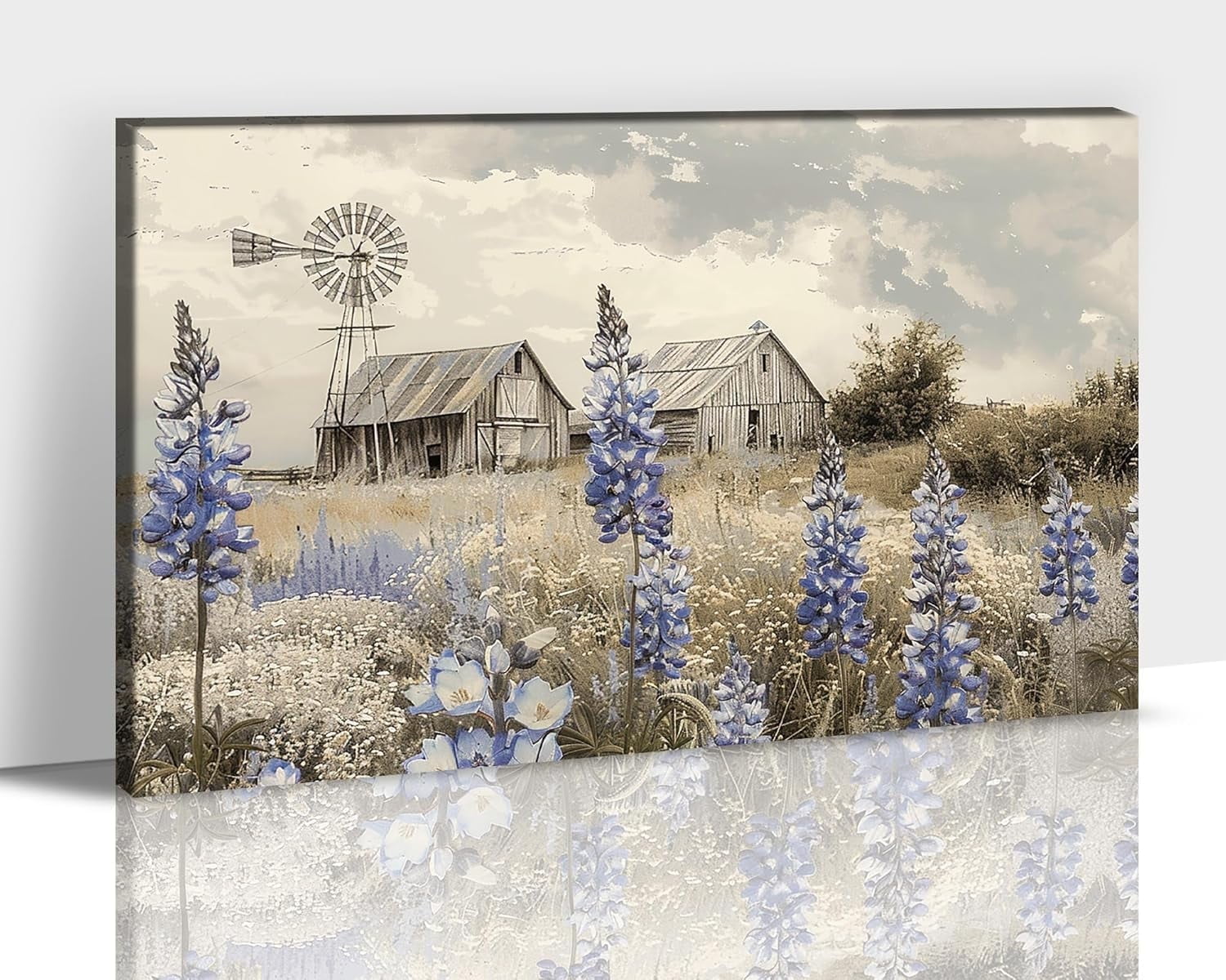 Farmhouse Old Truck Wall Art Home Farmhouse Decor, Blue Truck Canvas ...
