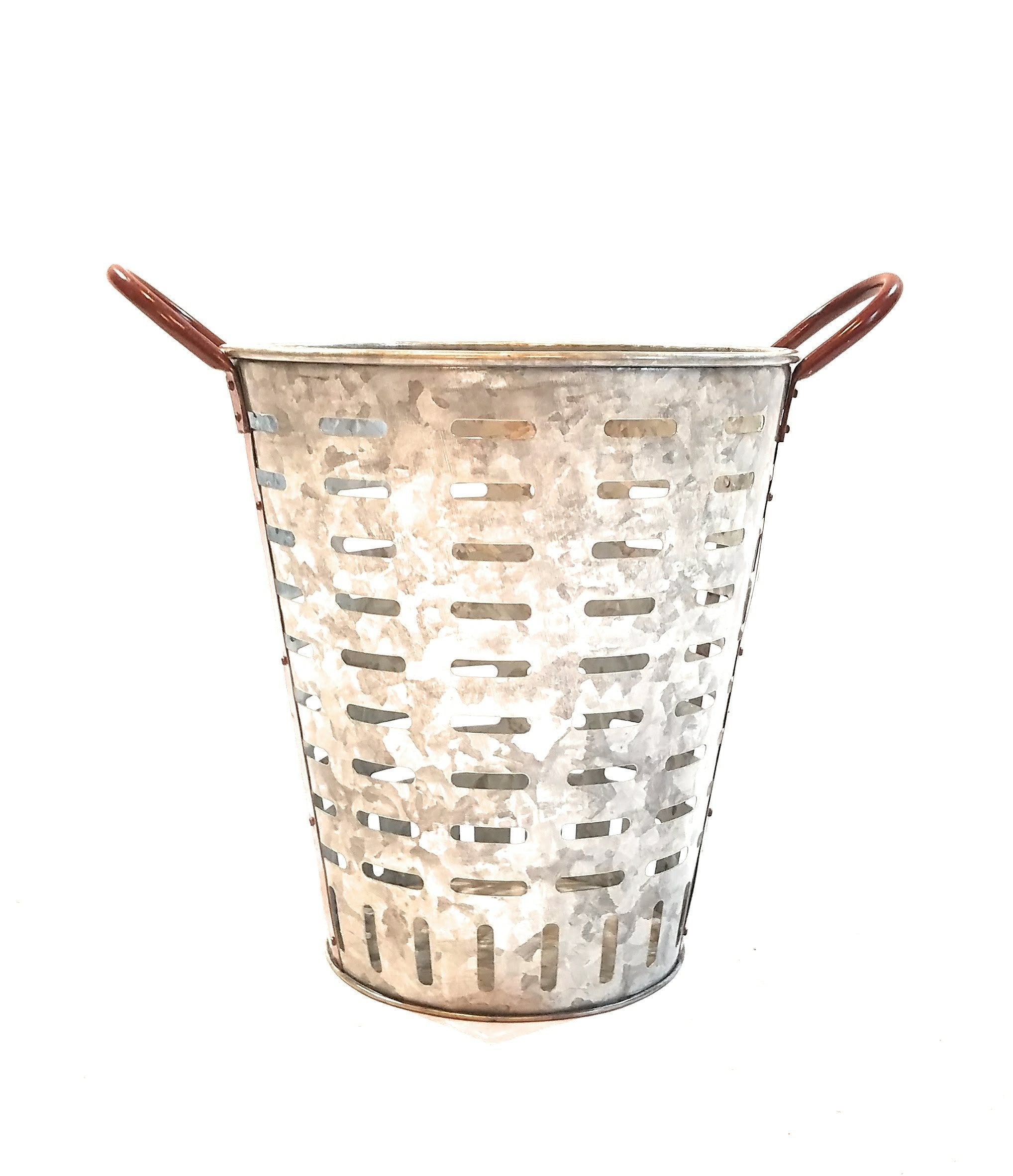 Farmhouse Olive Bucket Galvanized Metal Bucket Rustic Planter-Medium ...