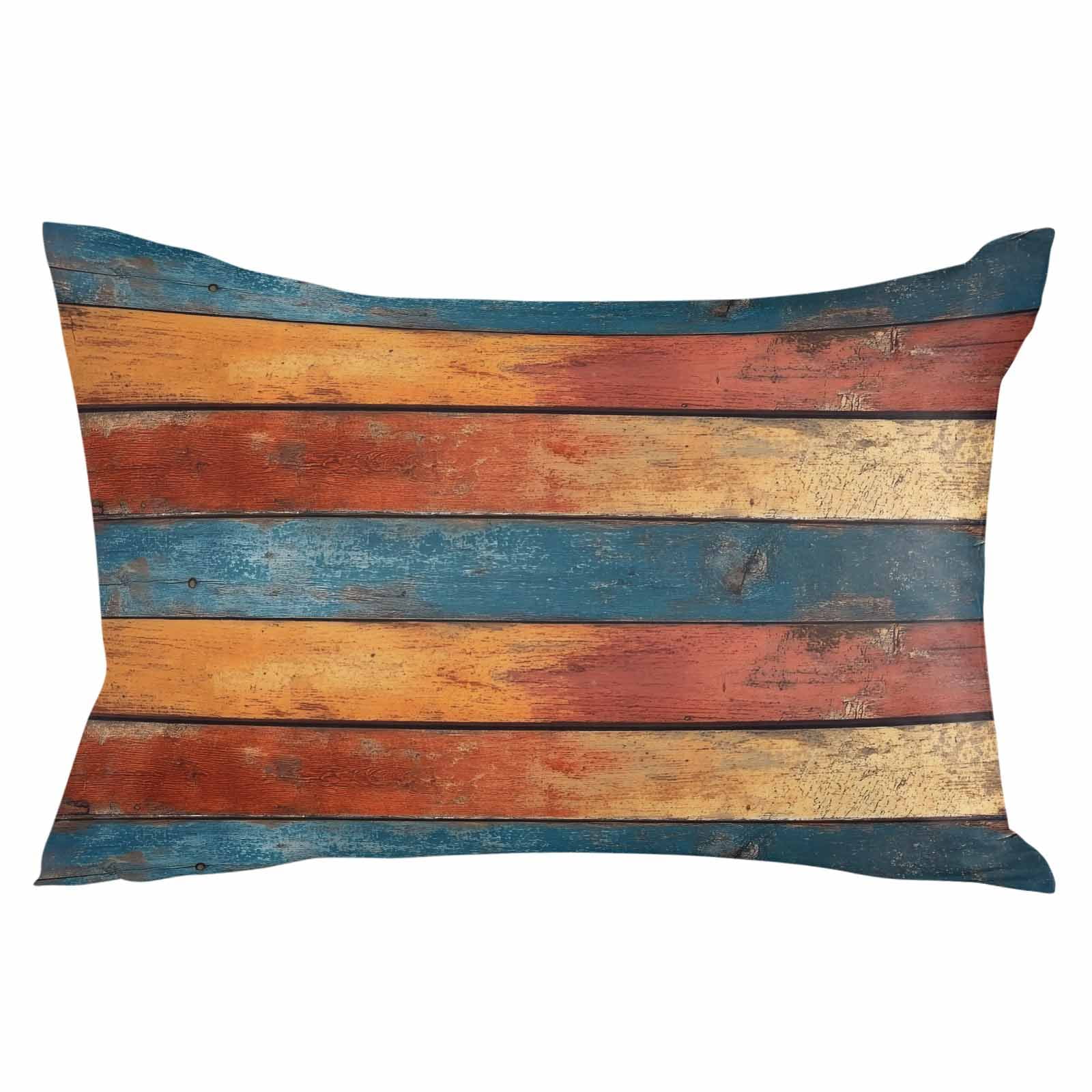 Farmhouse Orange Blue Yellow Throw Pillow Cover 20 x 26 Inch Decorative ...