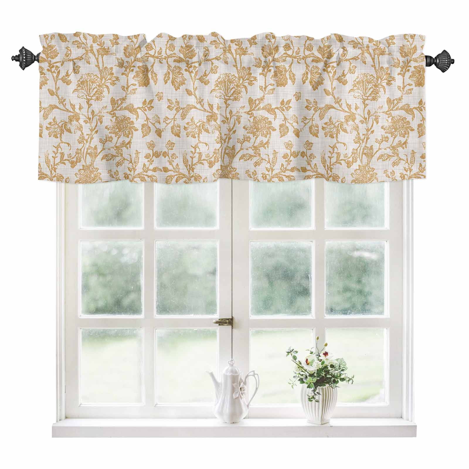 Farmhouse Orange Kitchen Valances for Windows 60x18 Inch Kitchen ...