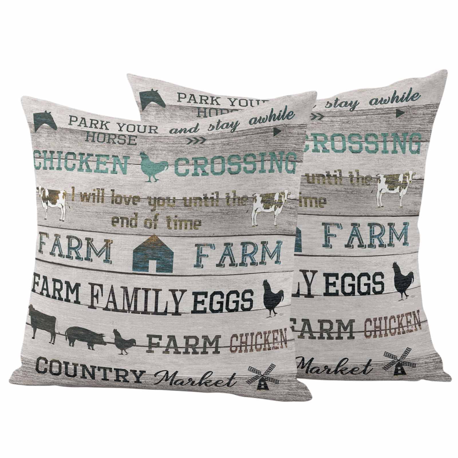 Farmhouse Outdoor Waterproof Pillow Covers Set of 2, Green Black Barn ...