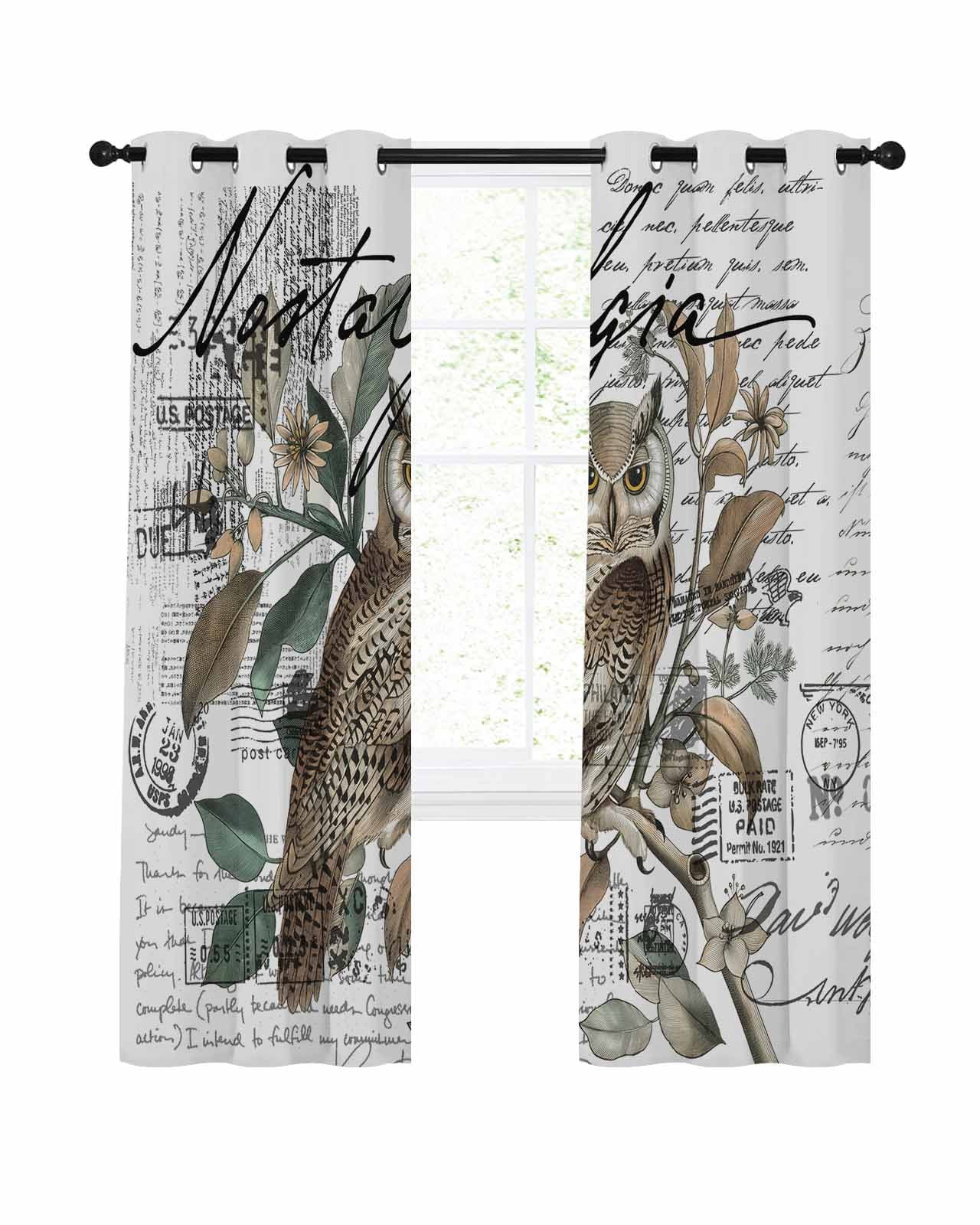 Farmhouse Owl Blackout Curtains 45 Inches Long for Bedroom, Country ...