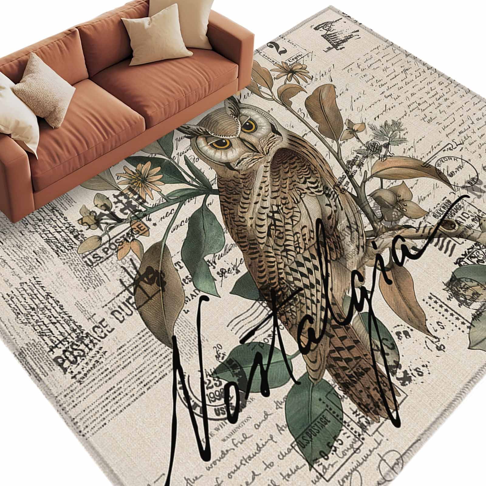 Farmhouse Owl Large Area Rugs for Bedroom Living Room, Soft Non Slip ...