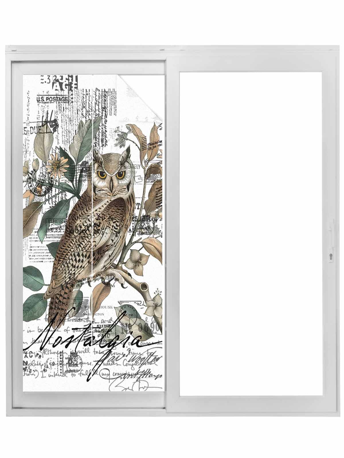 Farmhouse Owl Window Privacy Film, Country Envelope Postmark Botancial ...