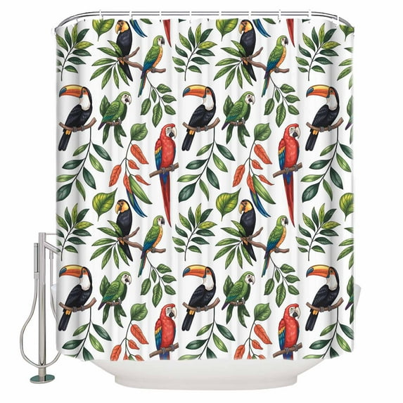 Farmhouse Parrots Bathroom Shower Curtains with 12 Hooks Polyester ...