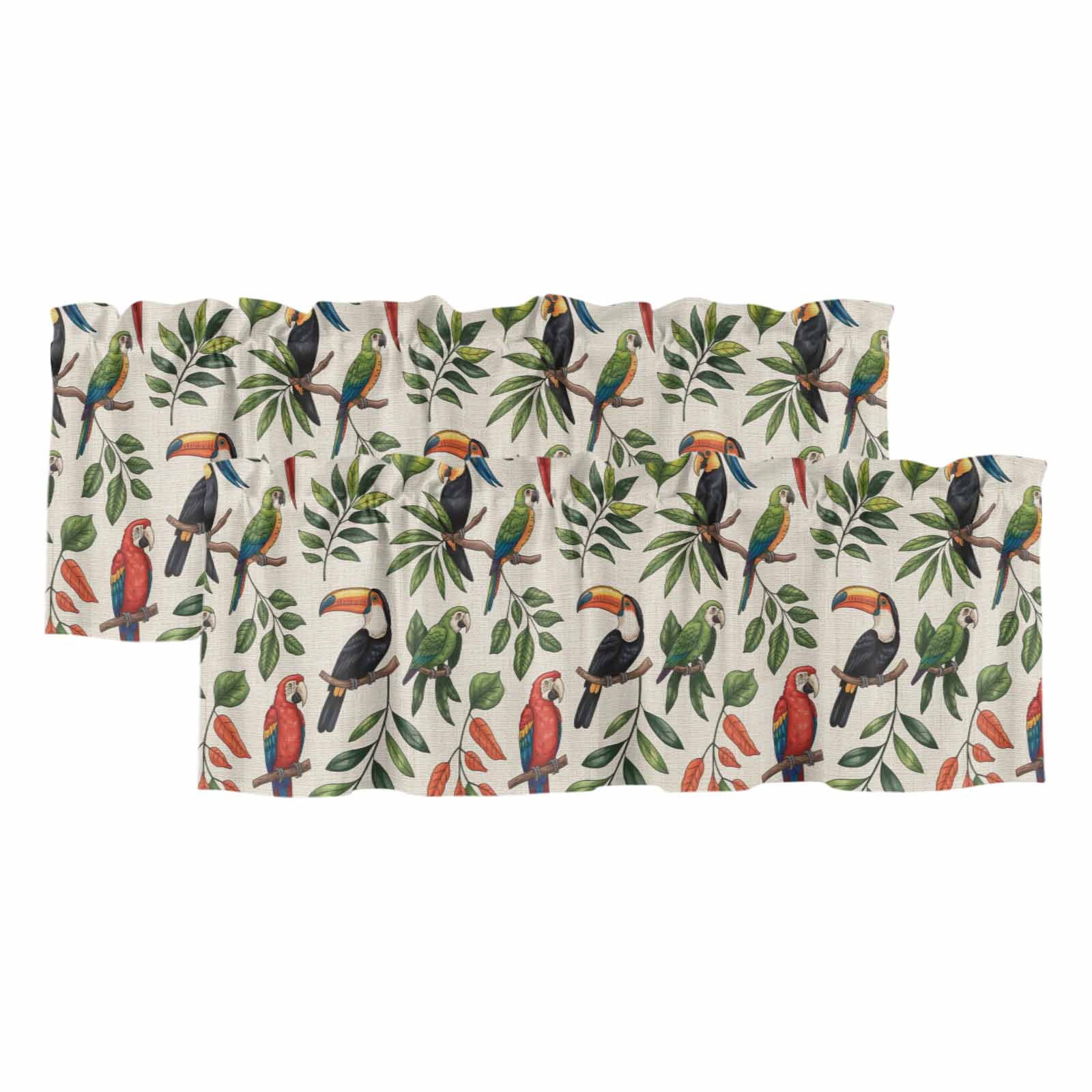 Farmhouse Parrots Curtain Valances for Windows, Kitchen Valance Window ...