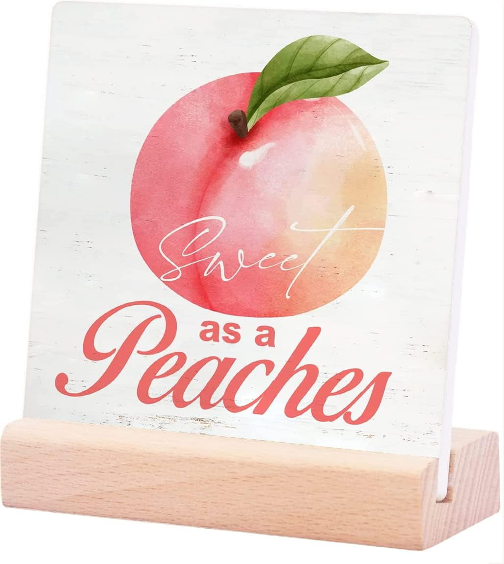 Farmhouse Peach Ceramic Table Sign Plaque Desk Decor Summer Sweet as a ...