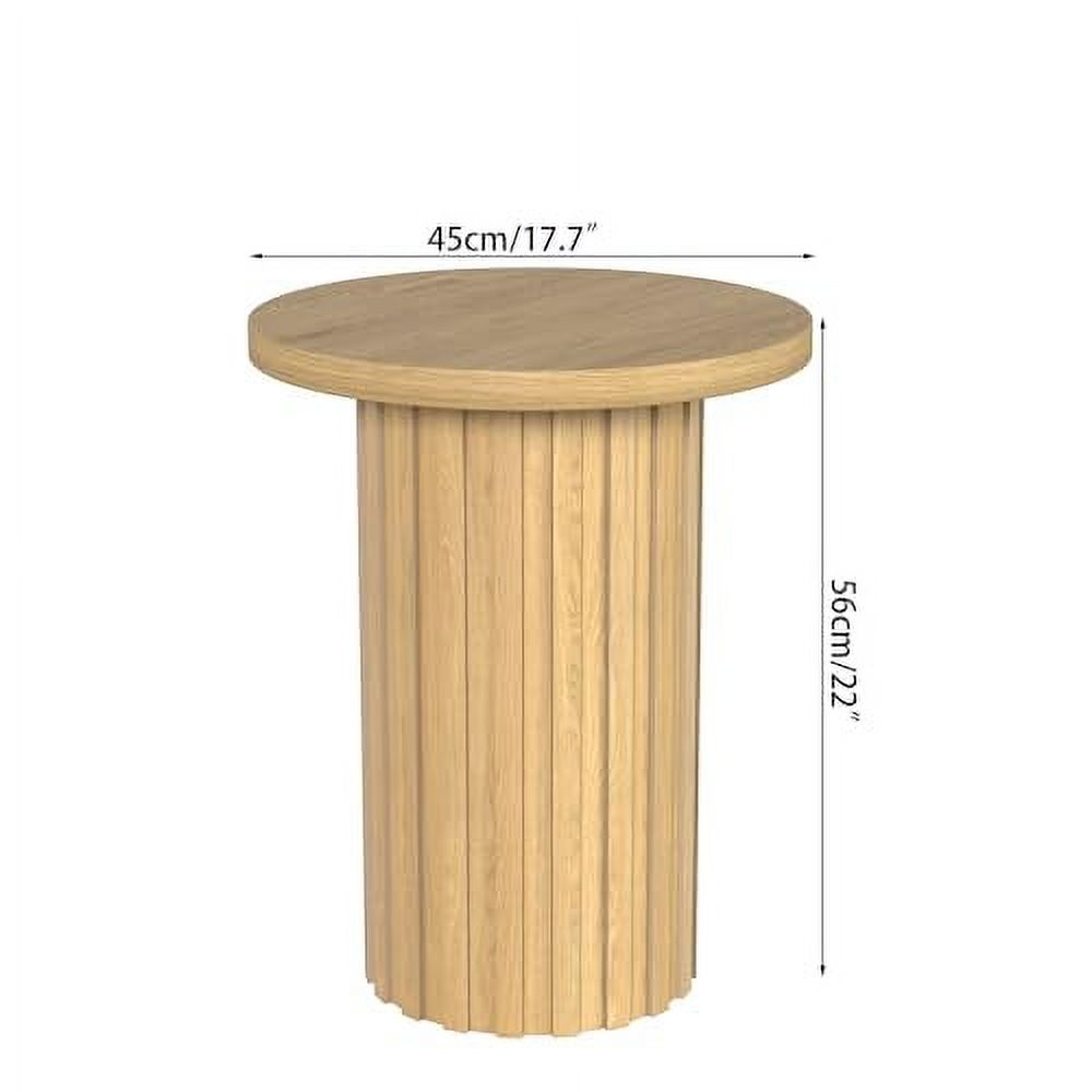 Farmhouse Pedestal End Table Round Side Table with Fluted Panel Rustic ...