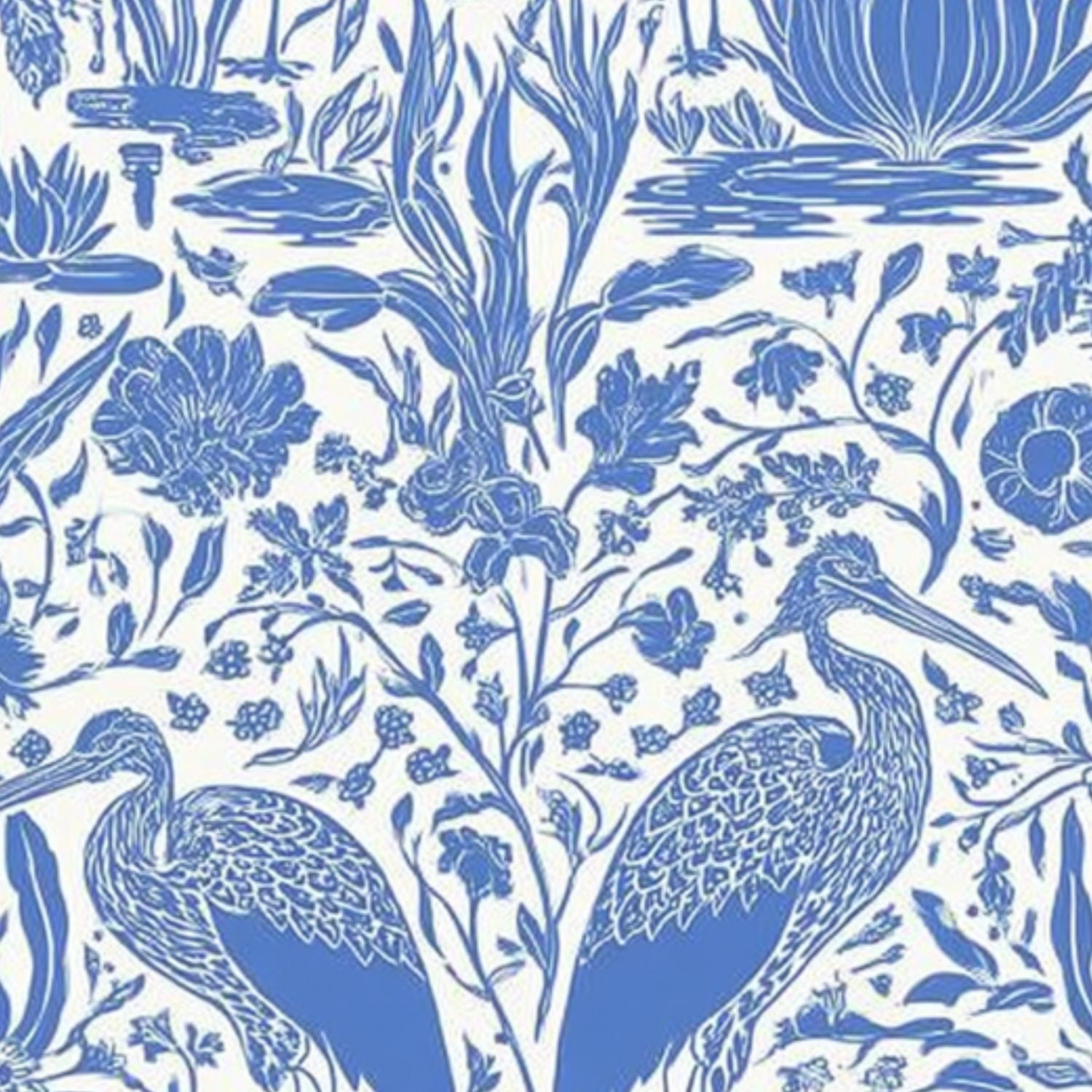 Farmhouse Peel and Stick Wallpaper 17.7in x 9.8ft Blue Floral Stork ...