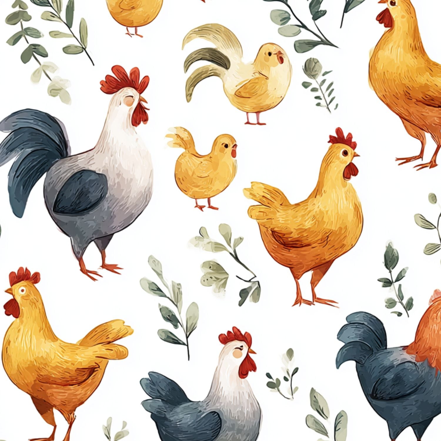Farmhouse Peel and Stick Wallpaper 17.7in x 9.8ft Chickens Roosters ...