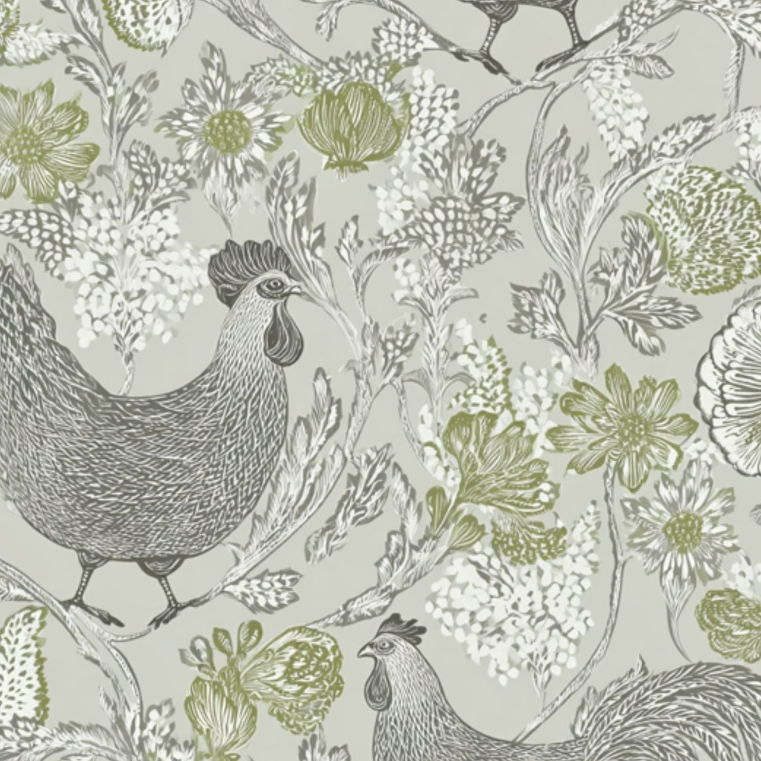 Farmhouse Peel and Stick Wallpaper 17.7in x 9.8ft Roosters Floral ...