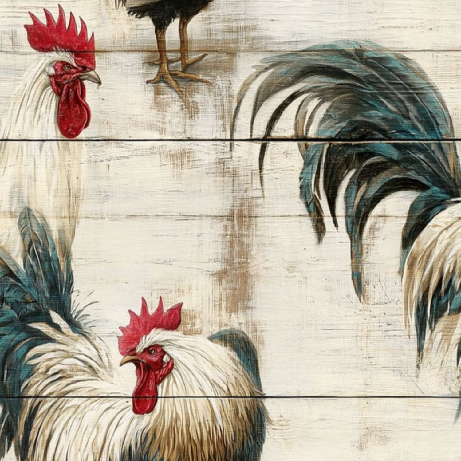 Farmhouse Peel and Stick Wallpaper 17.7in x 9.8ft Vintage Roosters ...