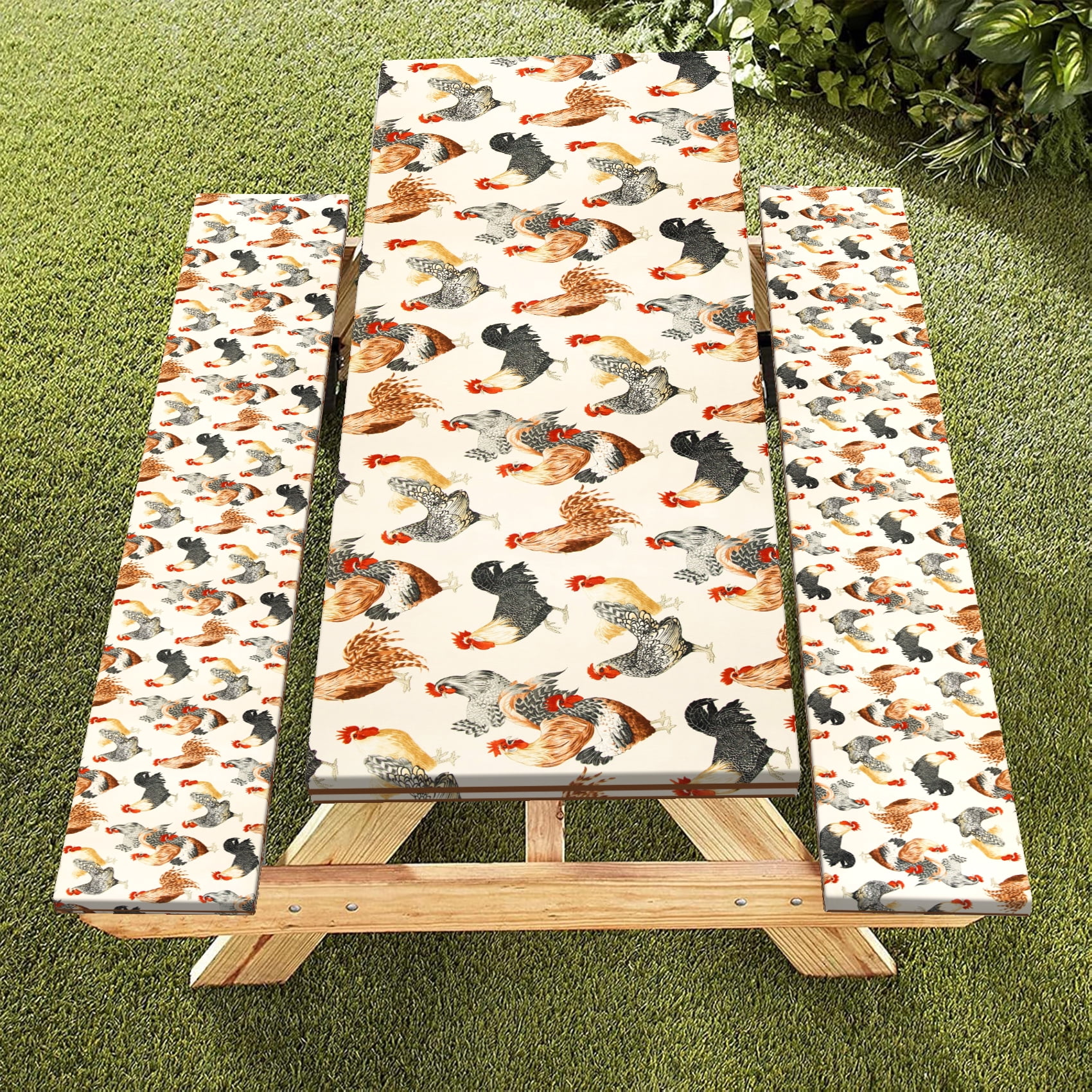 Farmhouse Picnic Table Cover with Bench Covers,Fits for Table 30"x96 ...