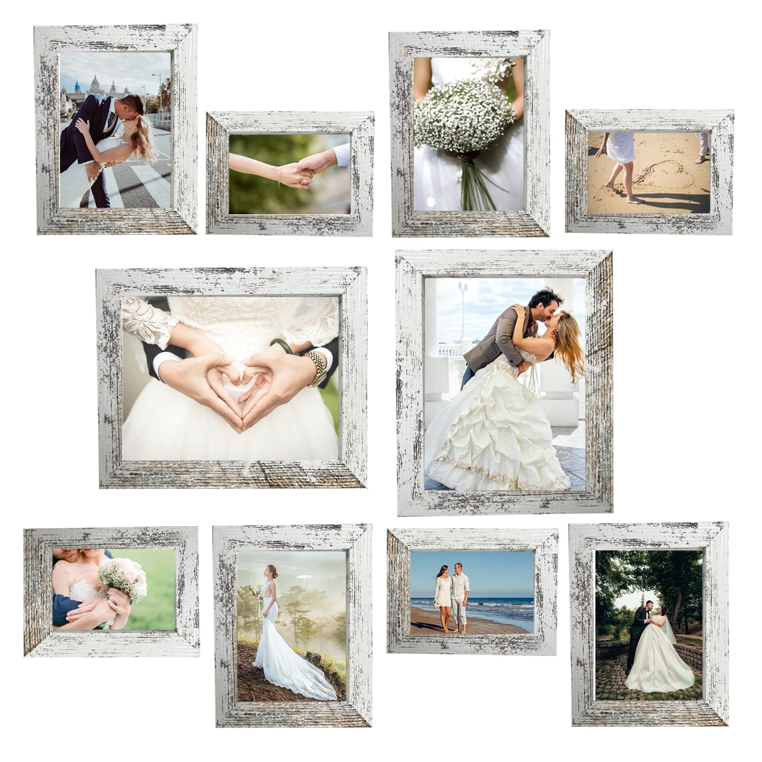 Farmhouse Picture Frame Set 10 Pack, Wall or Desk Photo Frames Collage ...