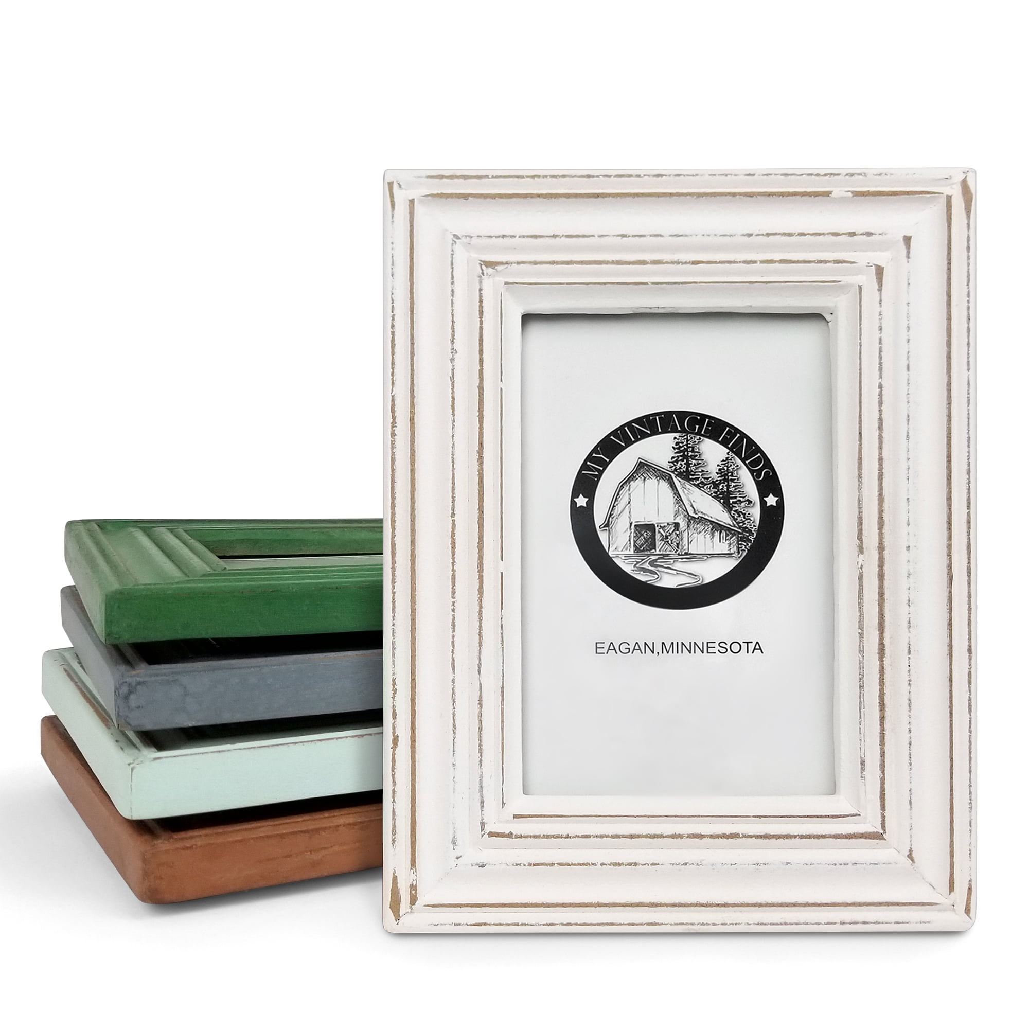 Farmhouse Wood Style Distressed White Rustic Picture Frames 5x7 for ...
