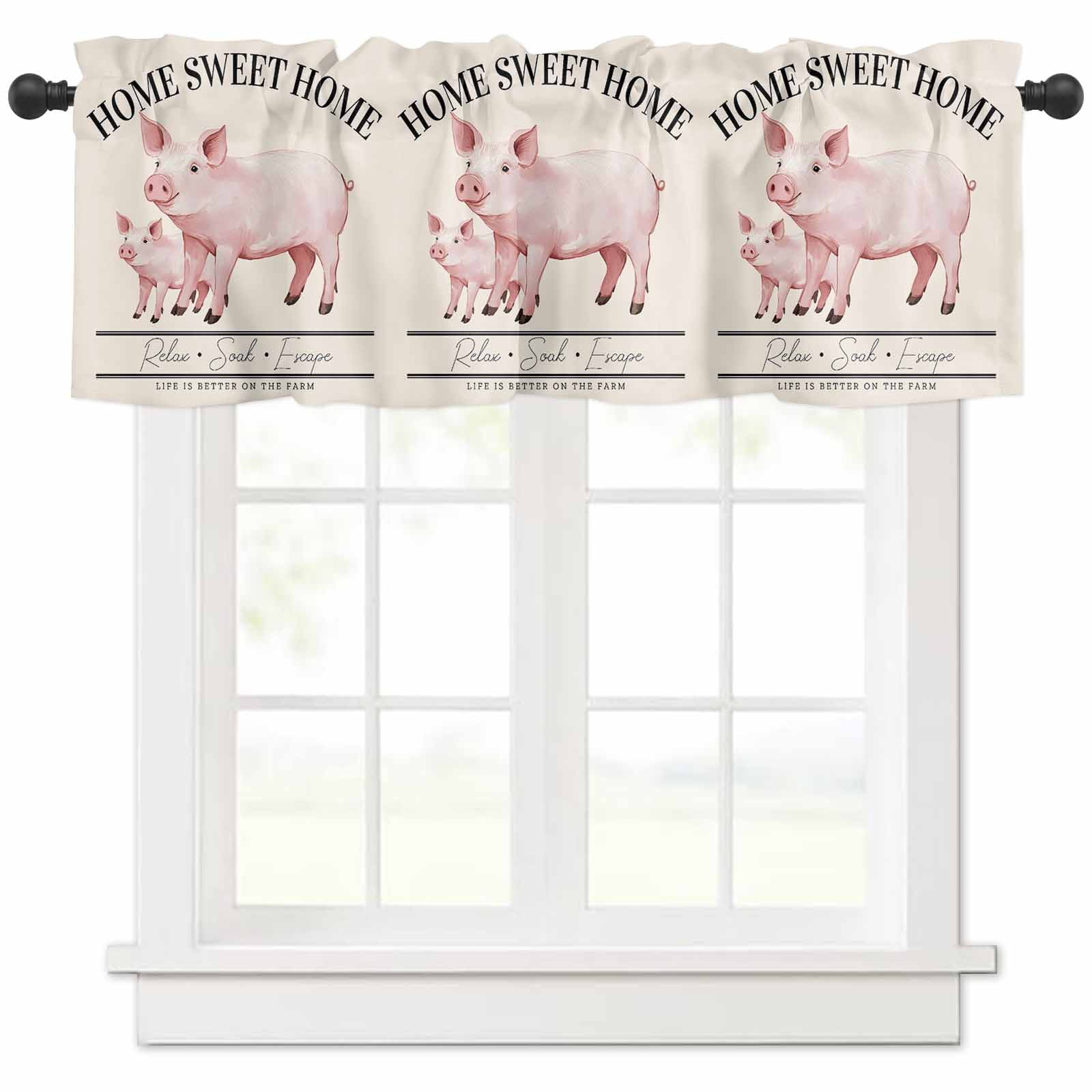 Farmhouse Pig Valances for Windows Farmhouse Kitchen Curtains Valances ...