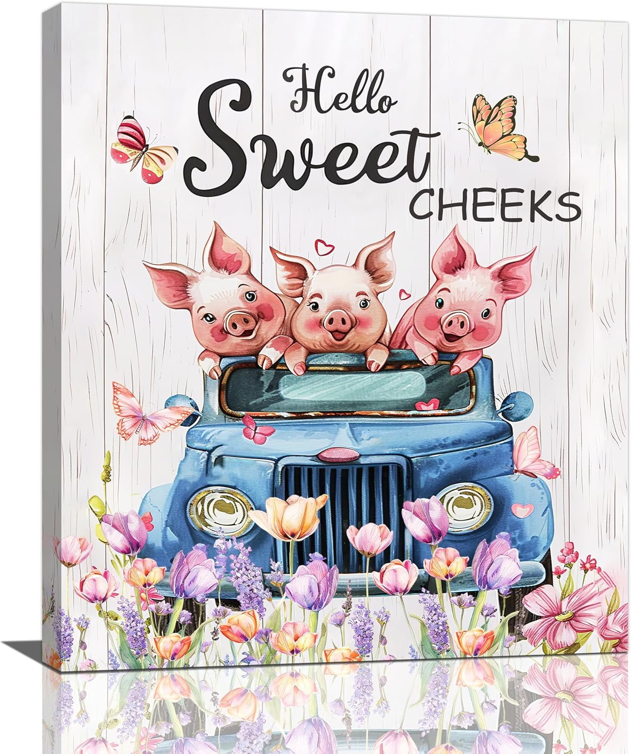 Farmhouse Pigs Wall Art Piggy driving Car Pictures Wall Decor Country ...