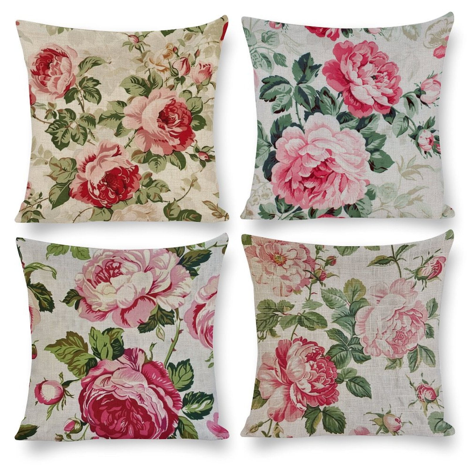 Farmhouse Pillow Covers Shabby Chic Roses And Peonies Pillow Cases 18 ...