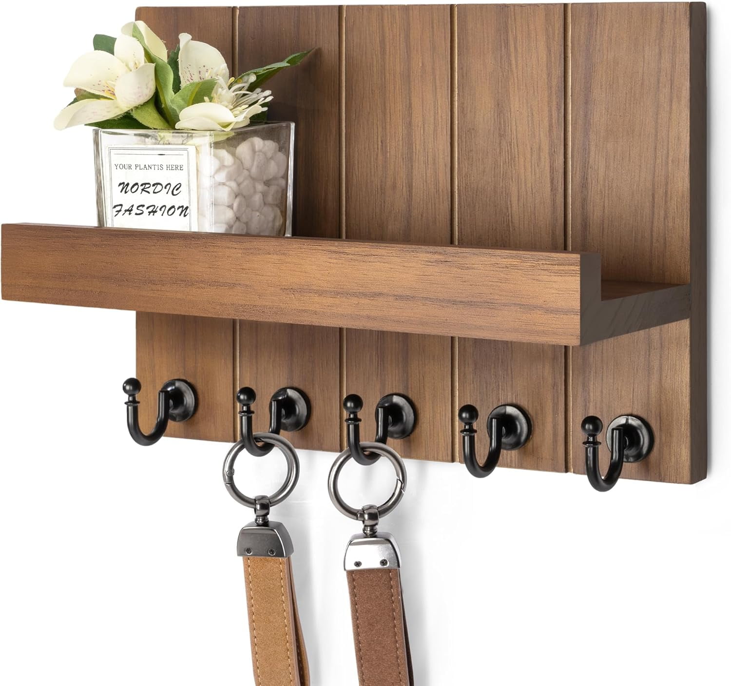 Farmhouse Pine Wood Key Holder Wall Mount - Key Holder for Wall with ...