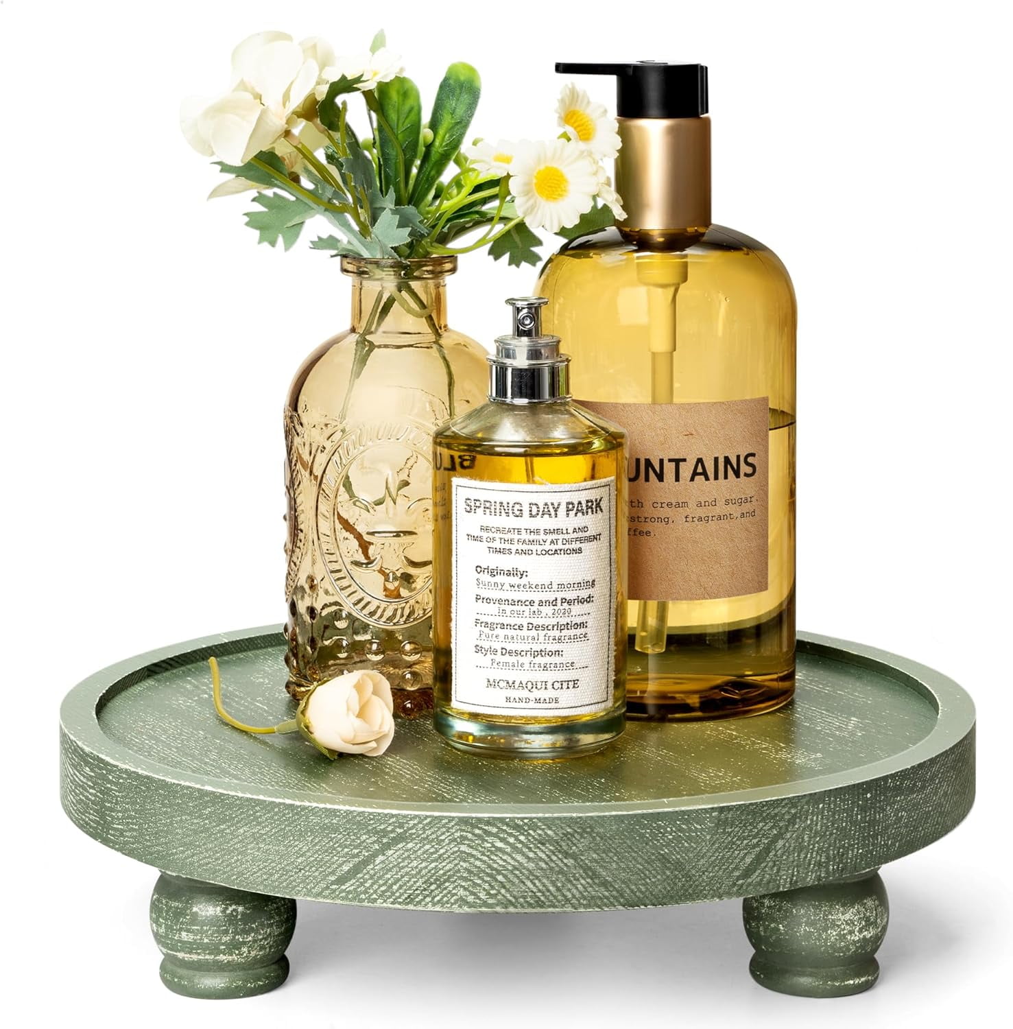 Farmhouse Pine Wood Riser for Home Decor – Round Pedestal Stand for ...