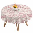 Farmhouse Pink Floral Round Tablecloth 54 inches Linen Boho Flower ...