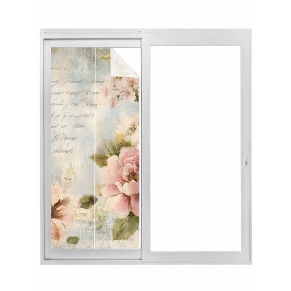 Farmhouse Pink Floral Window Privacy Film, Spring Vintage Botanical ...