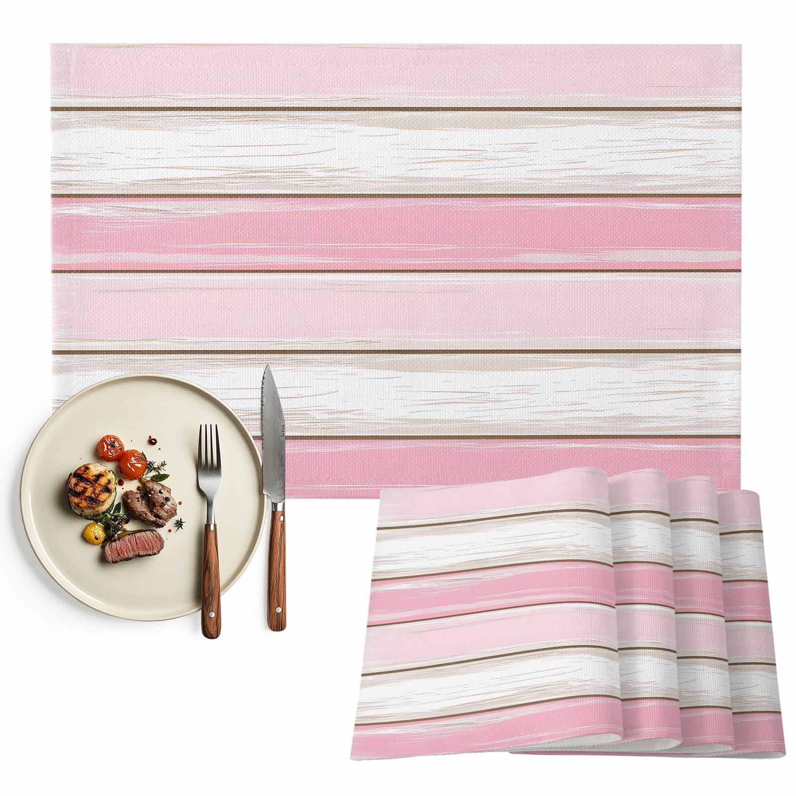 Farmhouse Placemat of 1 PC, Wood Texture Vintage Table Mats Washable ...