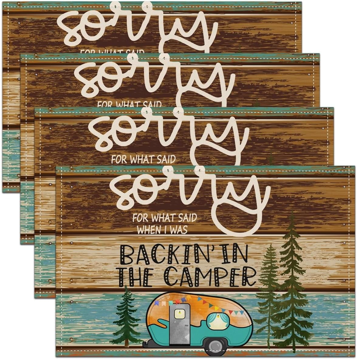 Farmhouse Placemats 12x18 Set of 4, Camper Place Mats for Kitchen Table ...