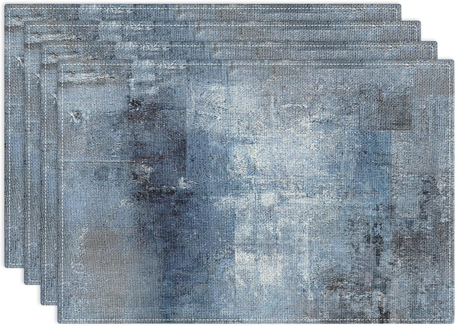 Farmhouse Placemats Set of 4, 12x18 Inch Modern Abstract Art Painting ...