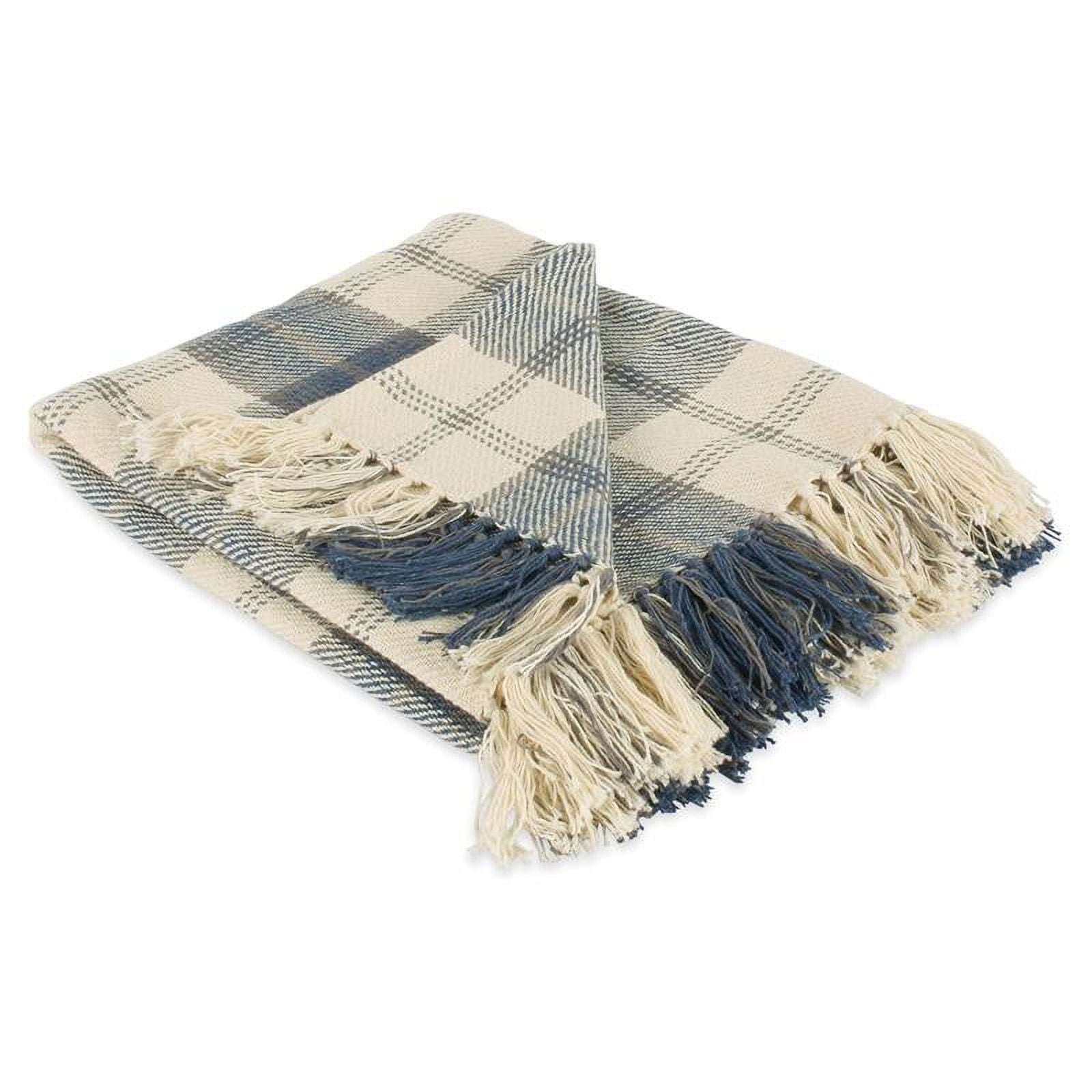 Farmhouse Plaid Throw 50x60" with 3" Fringe, French Blue - Walmart.com