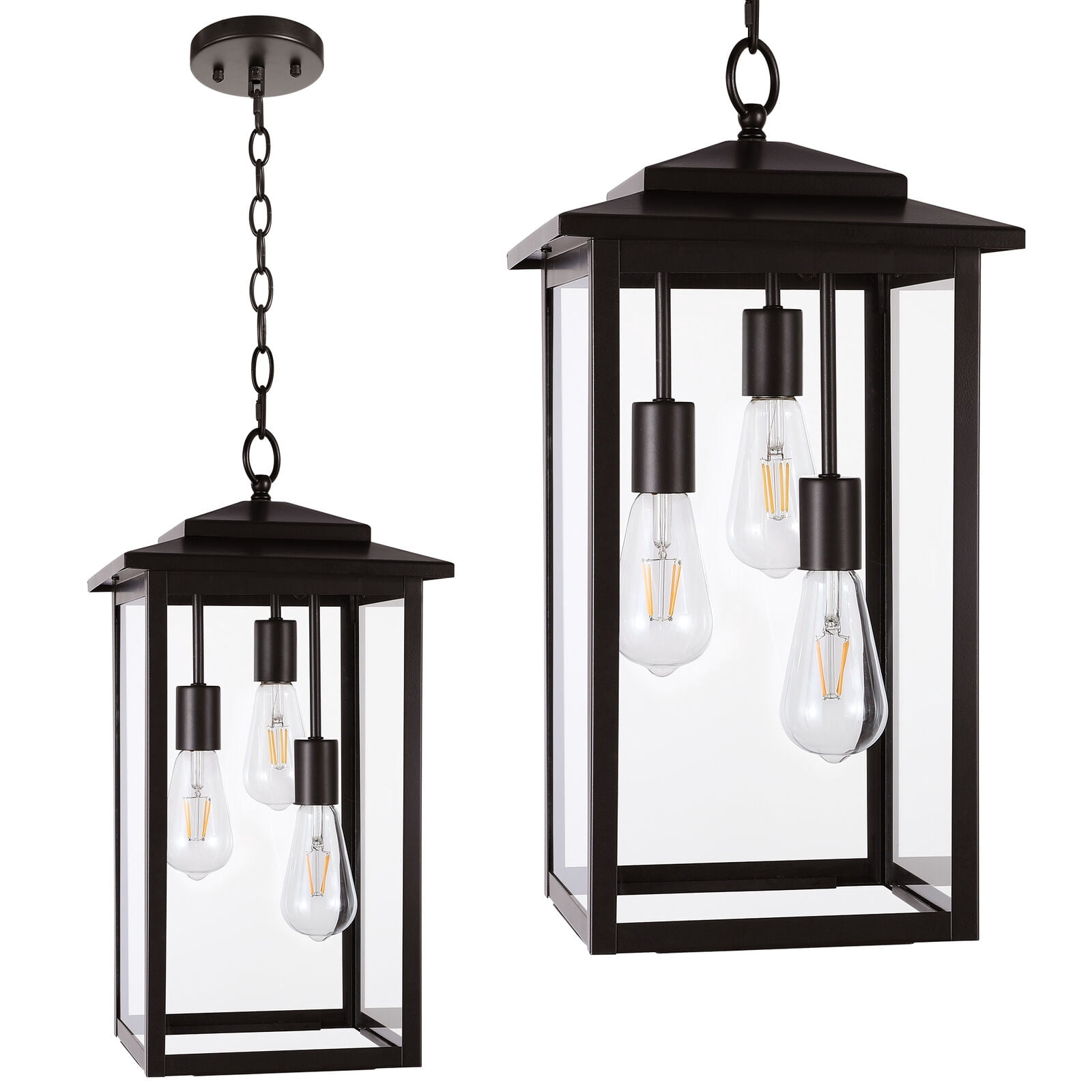 Farmhouse Porch Pendant Light Outdoor 3-Light Pendant Light Waterproof ...