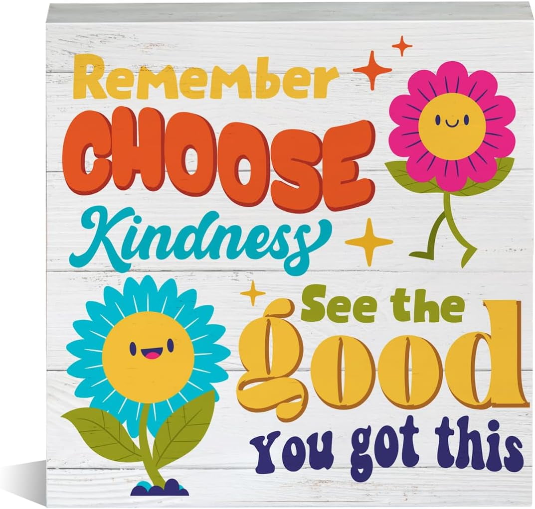 Farmhouse Positive Kind Sayings Wooden Box Sign Choose Kindness Wood ...