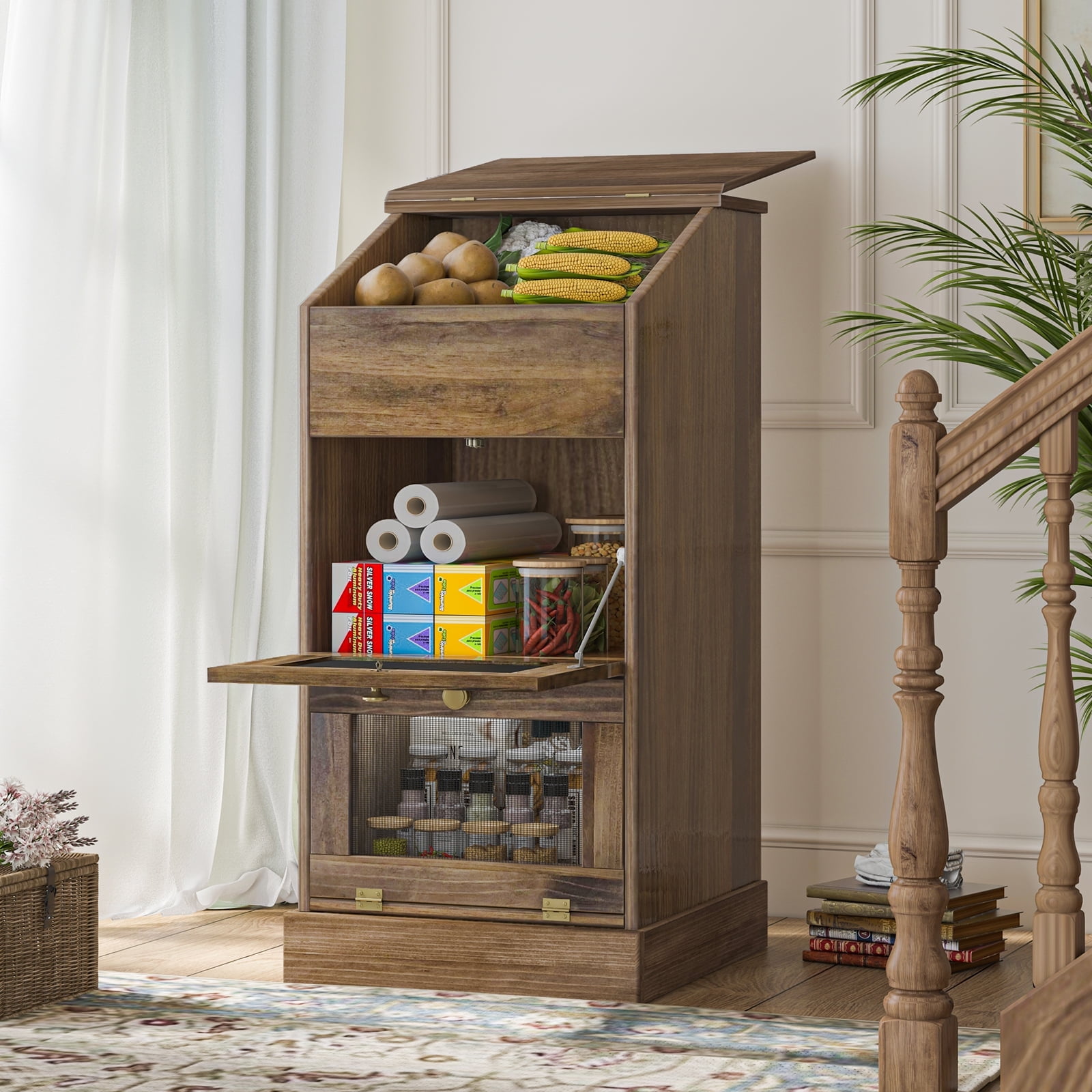 Farmhouse Potato Storage Cabinets, Wood Onion and Potato Storage Bins ...