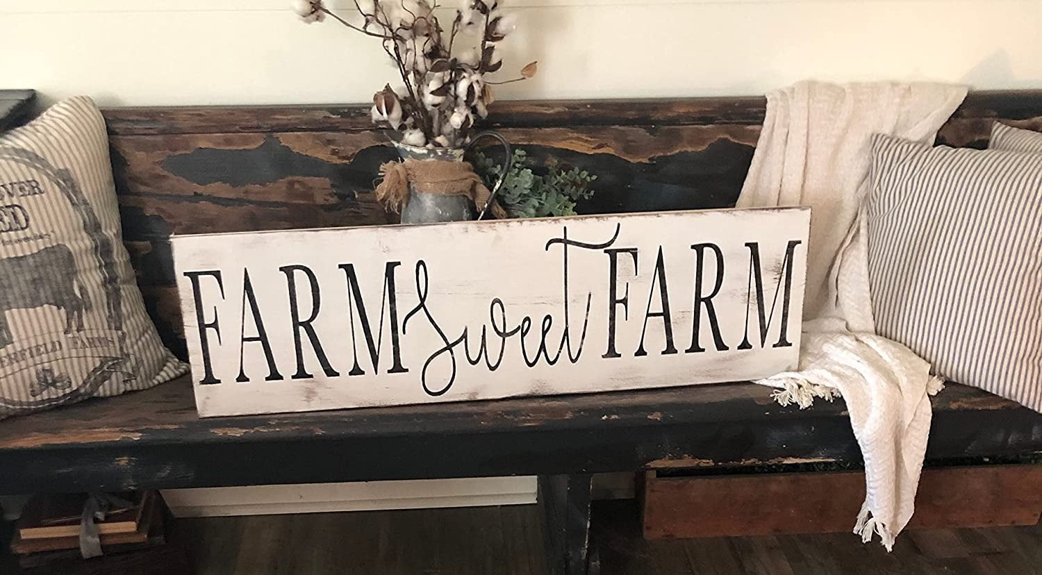 Farmhouse Primitiv Farm Sweet Farm Sign Rustic Sign Distressed Sign ...