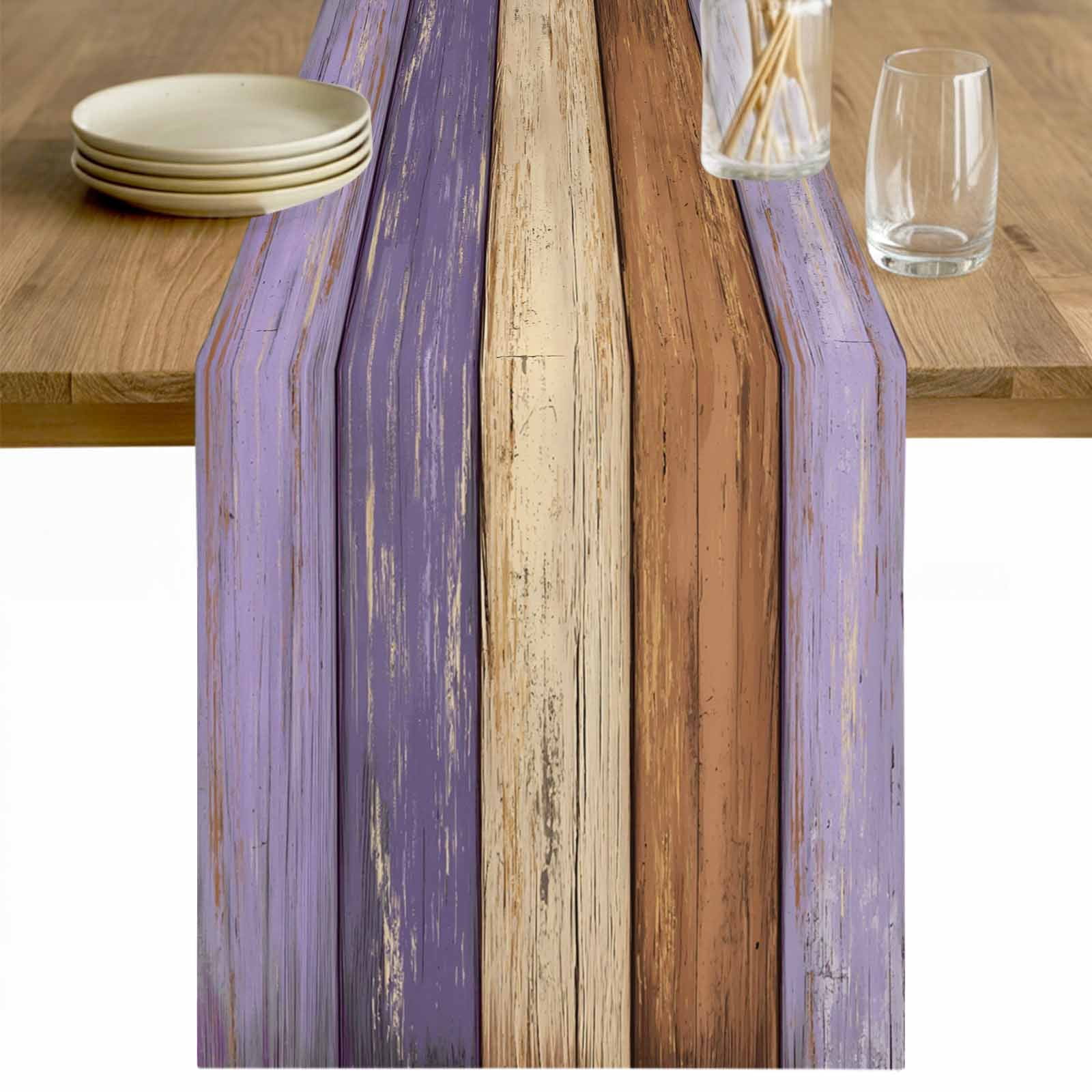 Farmhouse Purple Brown Table Runner 48 Inches Long Farmhouse Dress ...