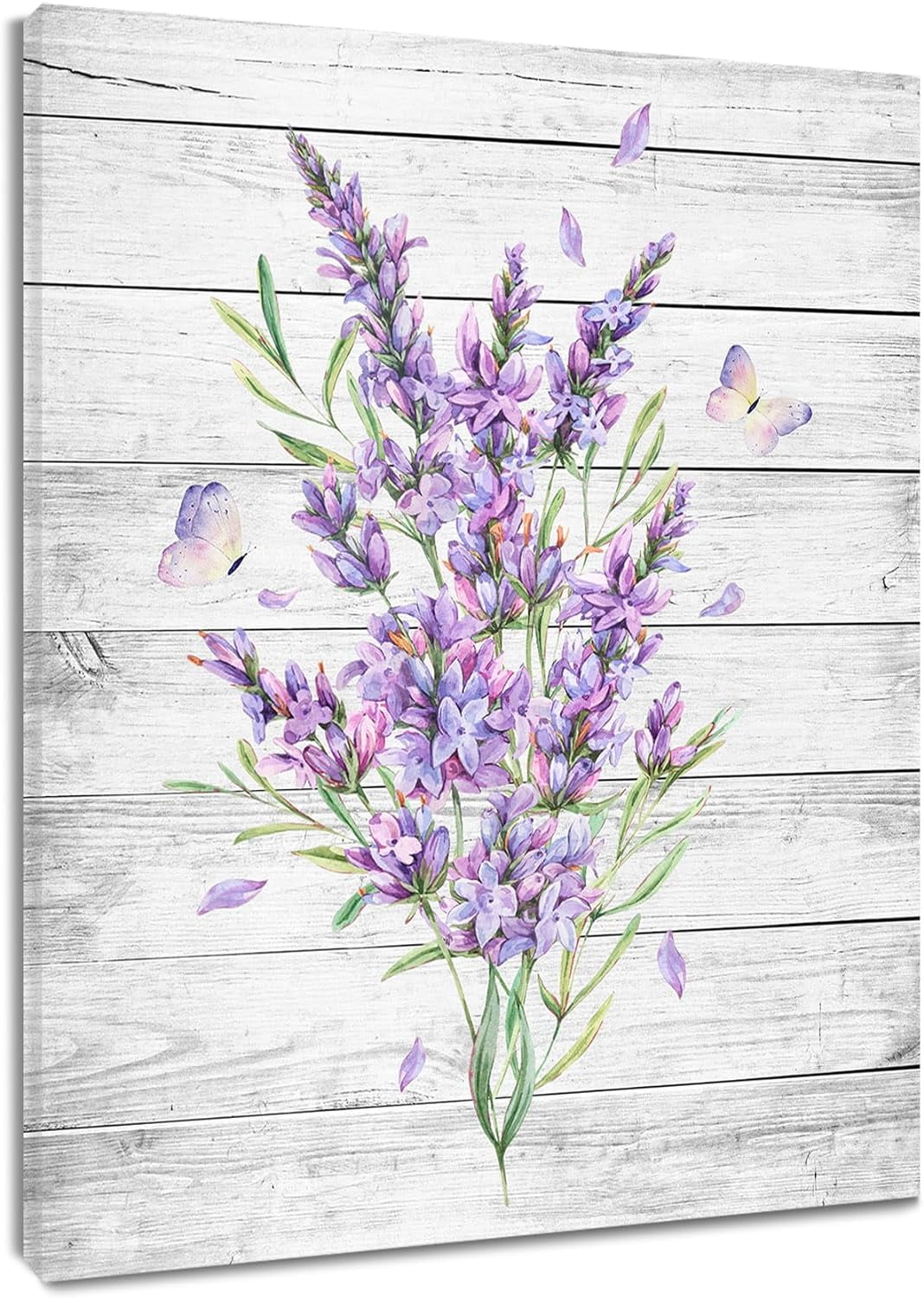 Farmhouse Purple Lavender Floral Wall Art for Bathroom Nature Butterfly ...