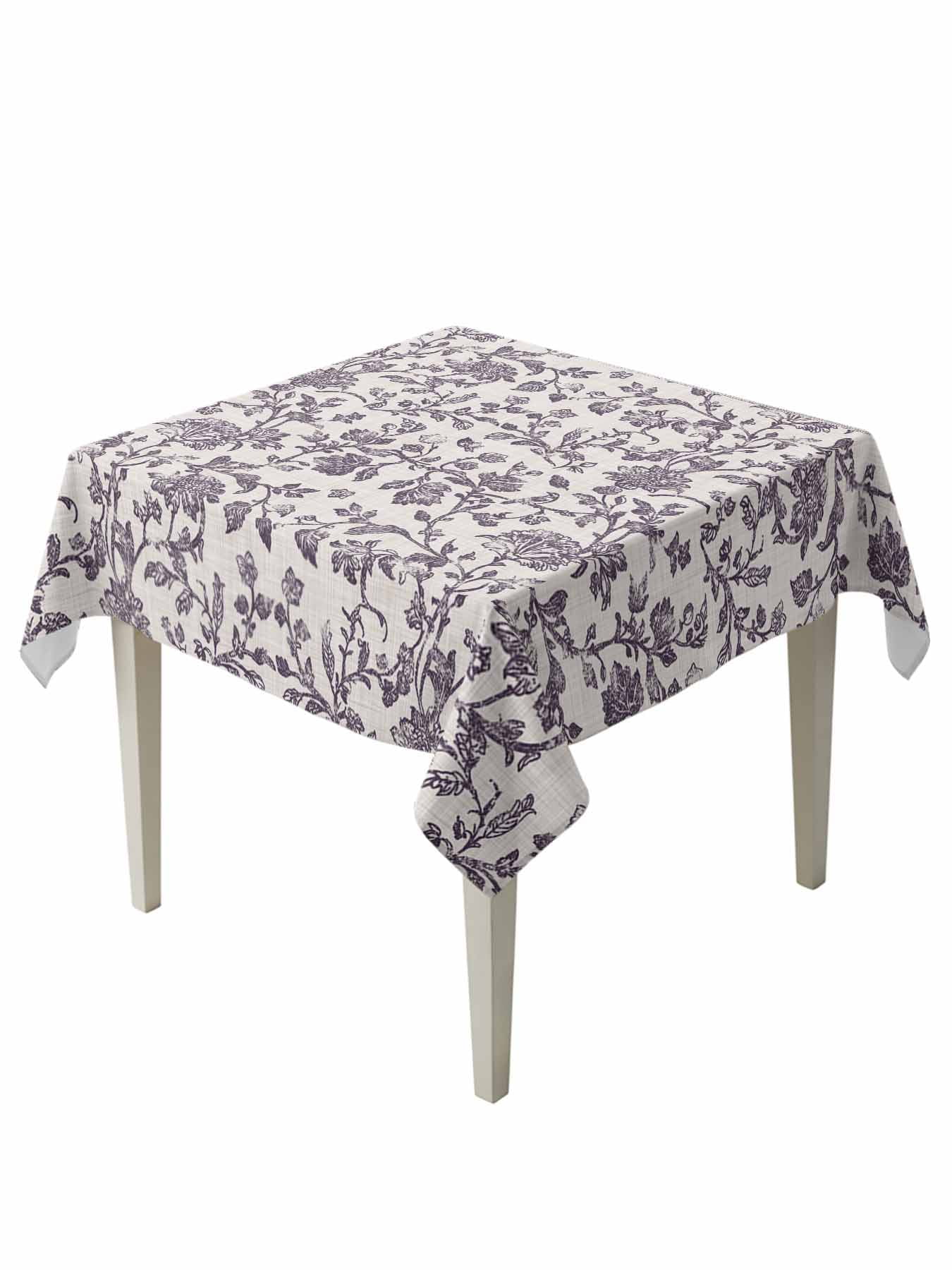 Farmhouse Purple Table Cloth, Vintage Flower Leaf Botanical Plant ...