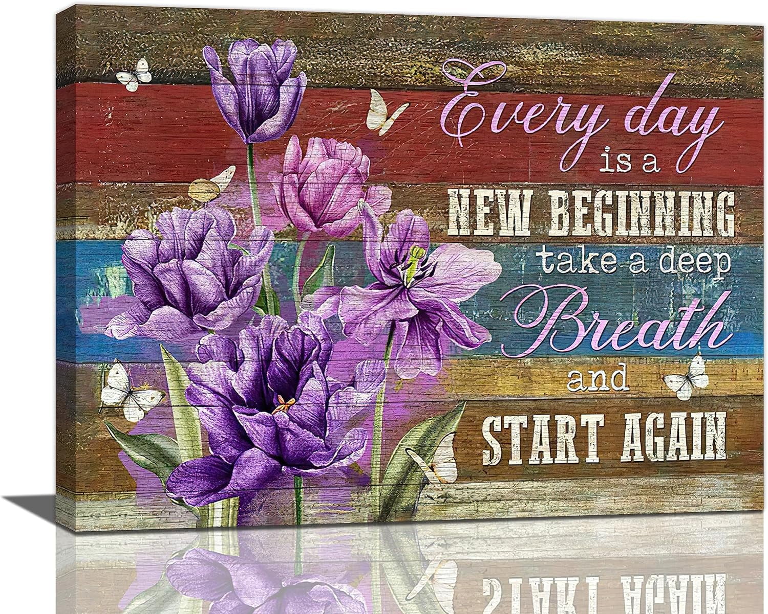 Farmhouse Purple Tulips Floral Bathroom Decor Wall Art Rustic Flower ...