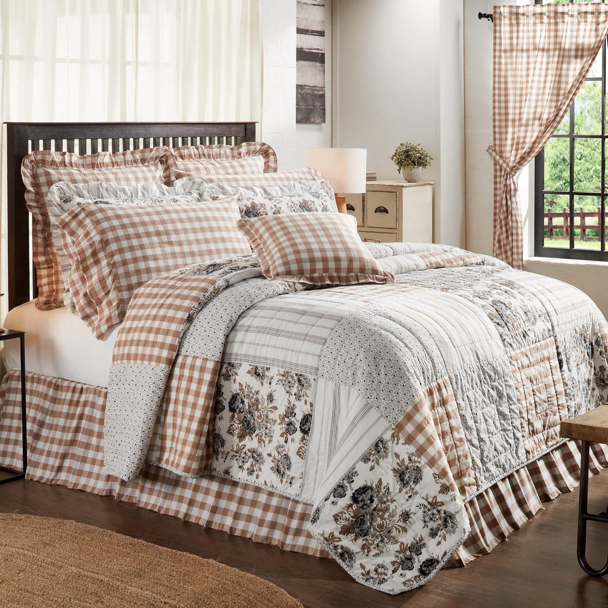 Farmhouse Quilt Annie Floral Cotton Patchwork Bedroom Decor TCC Brands ...