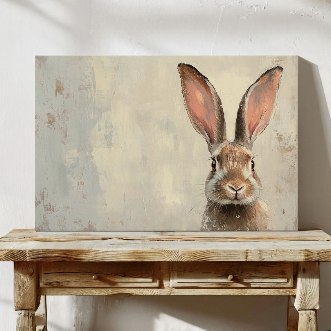 Farmhouse Rabbit Wall Art - Rustic Bunny, Neutral Animal Print, Country ...