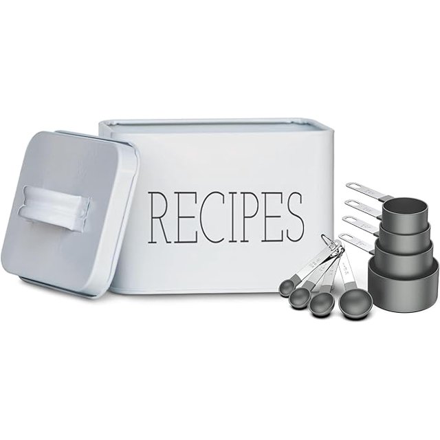 Farmhouse Recipe Tin Box | Decorative Tin Box, Recipe Card Holder ...