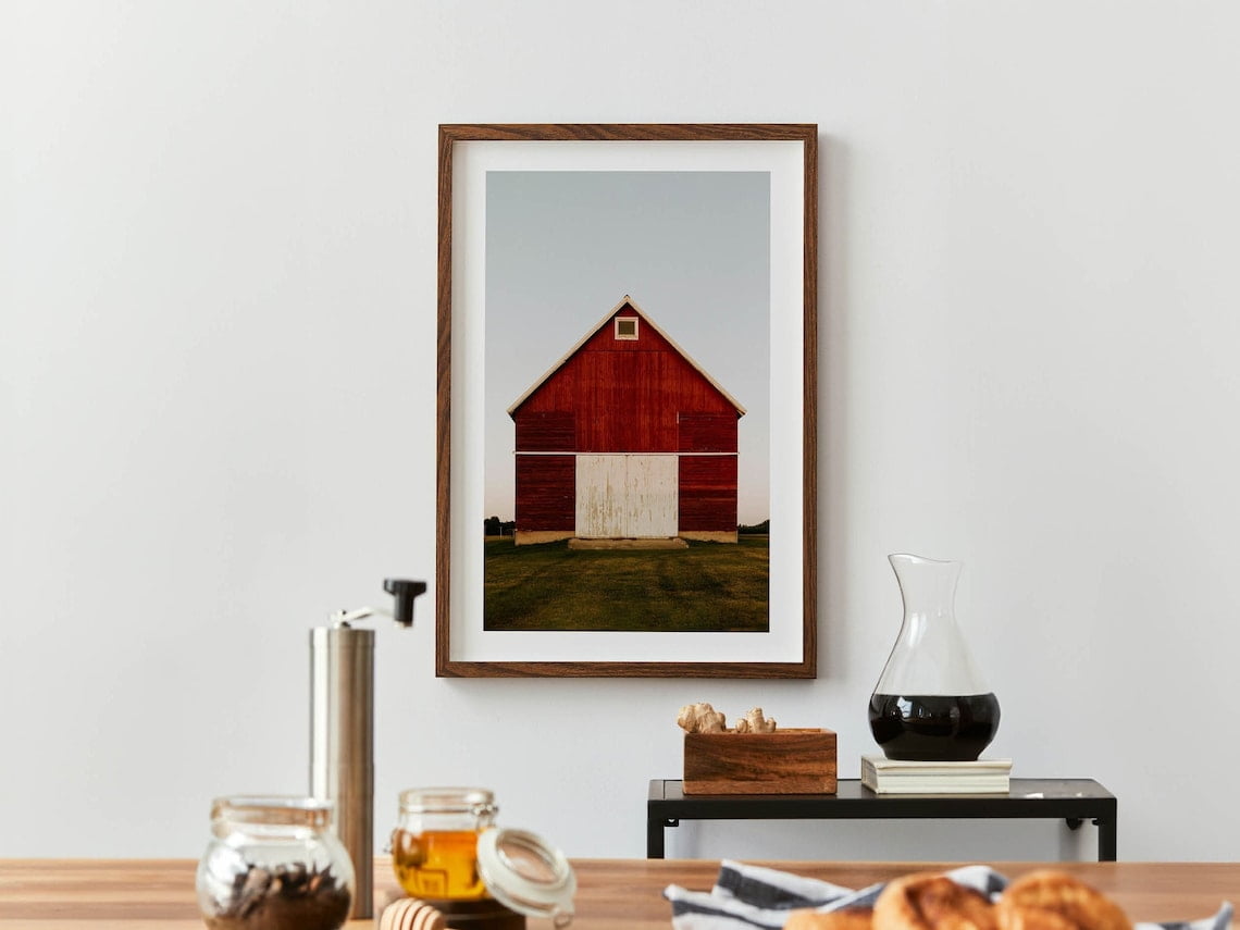 Farmhouse Red Barn Kitchen Wall Art, Unframed Paper Print Size 24x36 ...