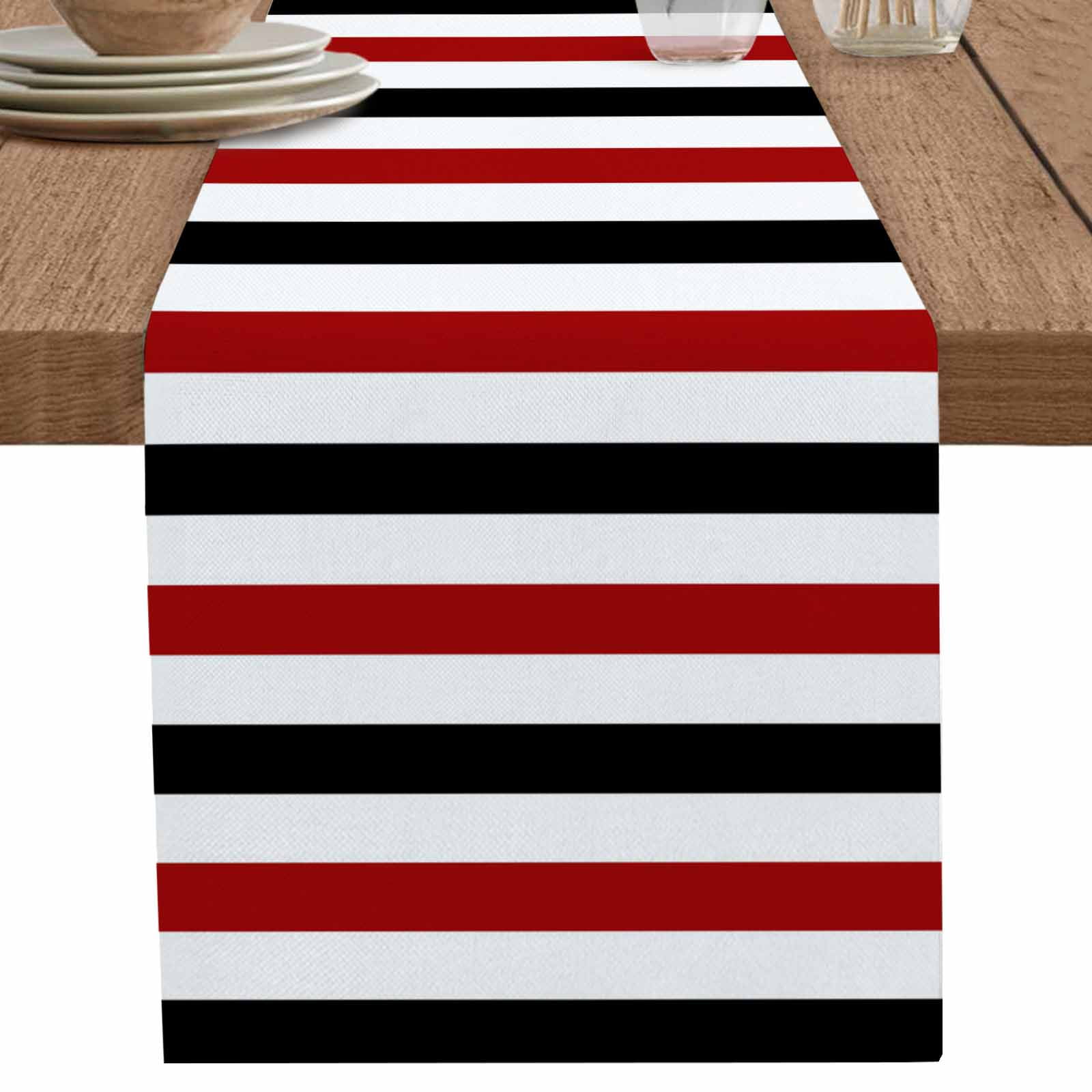 Farmhouse Red and Black Stripes Table Runner-36 Inch Long Abstract ...