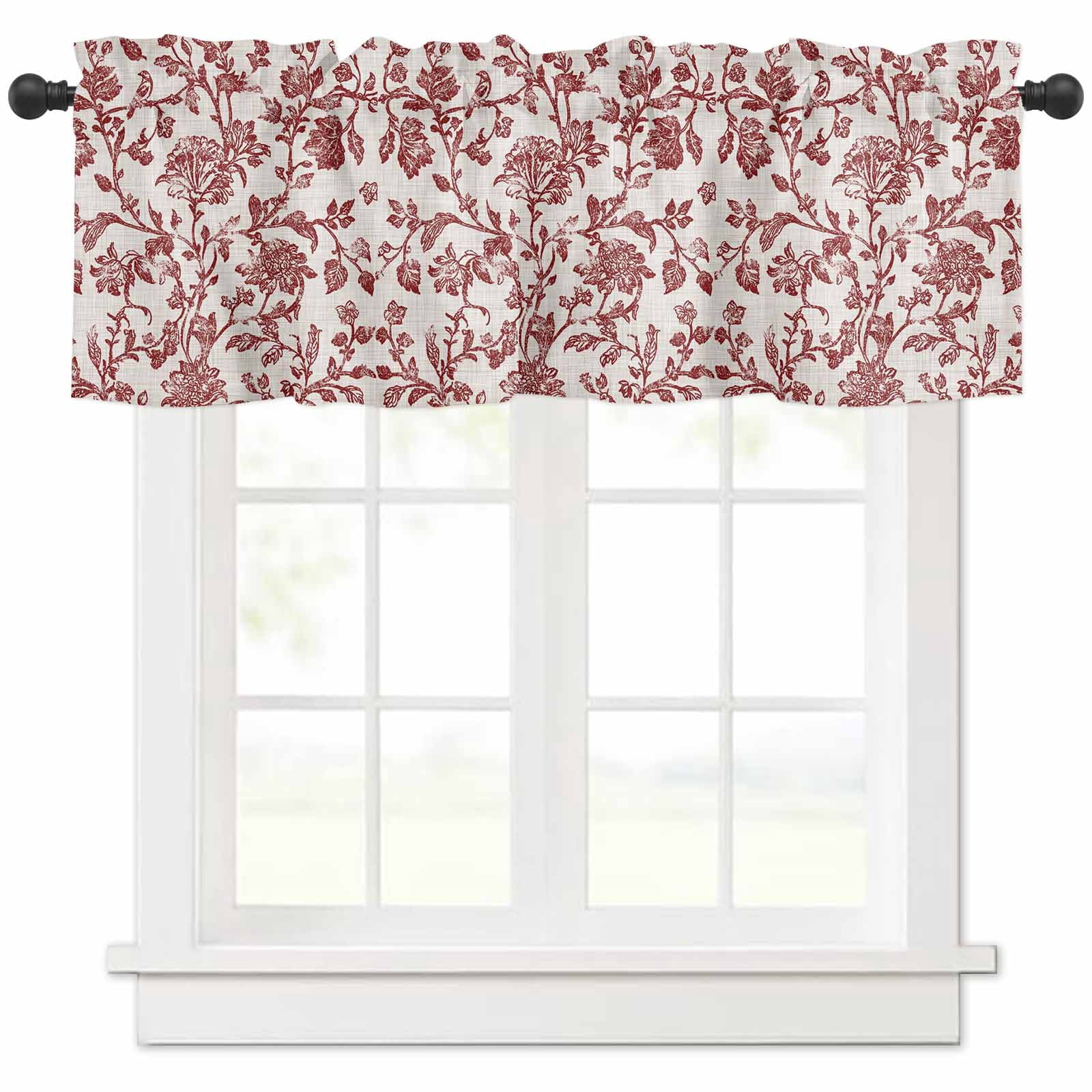 Farmhouse Red Curtain Valance for Windows/Kitchen/Living Room/Bedroom ...
